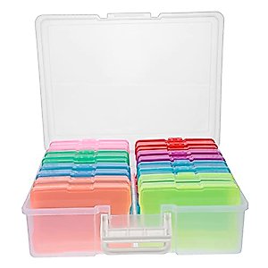 Parliky 1 Set Craft Photo X Organizer Plastic Cases Containers Photos Container Individual Case Diamond Art Project Storage Portable Stickers Clear Practical Accessory Inch for Keeper