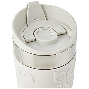 Bodum Travel French Press Coffee Maker Set, Stainless Steel with Extra Lid, Vacuum, 0.35 L/12 oz, White