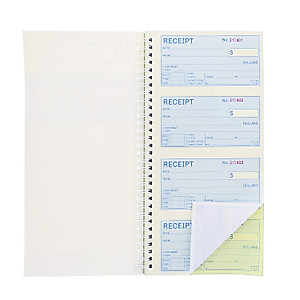 Lot45 Money Rent Receipt Book for Small Business 5 Piece Set, 5x11in - Cash Receipt Books 2 Part Carbonless Spiral Bound