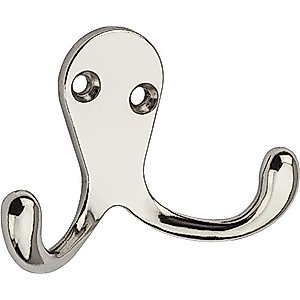 National Hardware N274-209 Double Clothes Hook, 1.73 In L, 35 Lb, 0.14 In Mounting Hole, Die Cast Zinc, Chrome Plated, 0