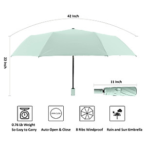 BAODINI Small Travel Umbrella for Rain Protection Sun-Folding UV Umbrella Windproof Compact
