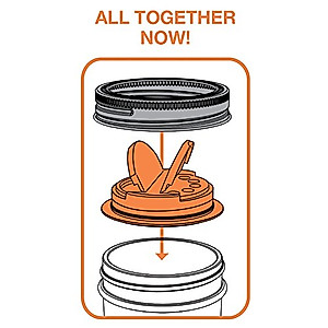 Jarware Spice Lids for Regular Mouth Mason Jars, Set of 2, Orange and Blue