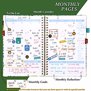 Ospelelf Weekly Planner with Stickers Undated Personal Monthly Life Goals Planners 2024 Agenda Notebook Hardcover Spiral Binding Habit Tracker Journal Booklet Size Season Tree Pattern