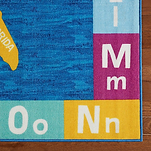 Eric Carle Elementary USA Map Kids Machine Washable Area Rug Blue/Red, 35"x51"