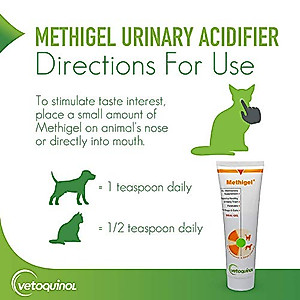 Vetoquinol Methigel Urinary Acidifier to Promote Urinary and Bladder Health for Dogs & Cats