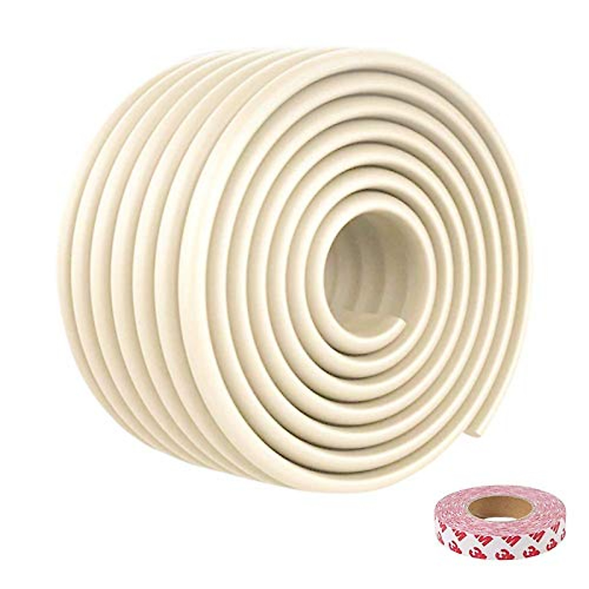 KOOLDOO Baby Proofing Edge Guards Padding, 12.5ft Extra Wide Edge Protectors with Adhesive 3M Tapes for Table, Desk(Beige)
