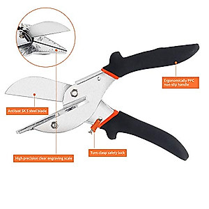 GARTOL Multi Angle Miter Shears Cutter, Multifunctional Trunking Shears For Vinyl Wood Molding Trim, Adjustable at 45 To 120 Degree with Replacement SK5 Blades