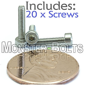MonsterBolts - M2 x 10mm Socket Head Screws, DIN 912, A2 Stainless Steel, 20 Pack