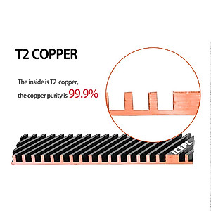 icepc M.2 Heatsink for PS5 PCI-E NVME 2280 SSD Graphene Coating Copper Heat Sink,High Performance SSD Radiator with Thermal Pad for Laptop PC 2280 NGFF Solid State Disk Cooler(70x20x4mm)