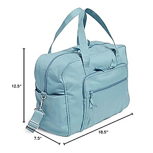 Vera Bradley Women's Cotton Weekender Travel Bag, Reef Water Blue - Recycled Cotton, One Size