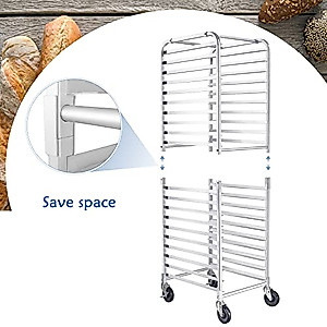HARDURA 20 Tier Bun Pan Rack, Bakery Rack with Casters, NSF Home Commercial Kitchen, Aluminum Storage Cooling Sheet Pan Rack,20"x26"x69"H