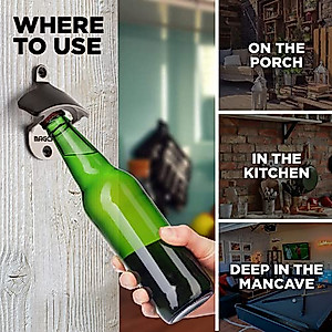 MAGCAP Outdoor Bottle Opener Wall Mounted - Style Magnetic Beer Bottle Opener that Catches Caps - Easy to Install and Incredibly Convenient