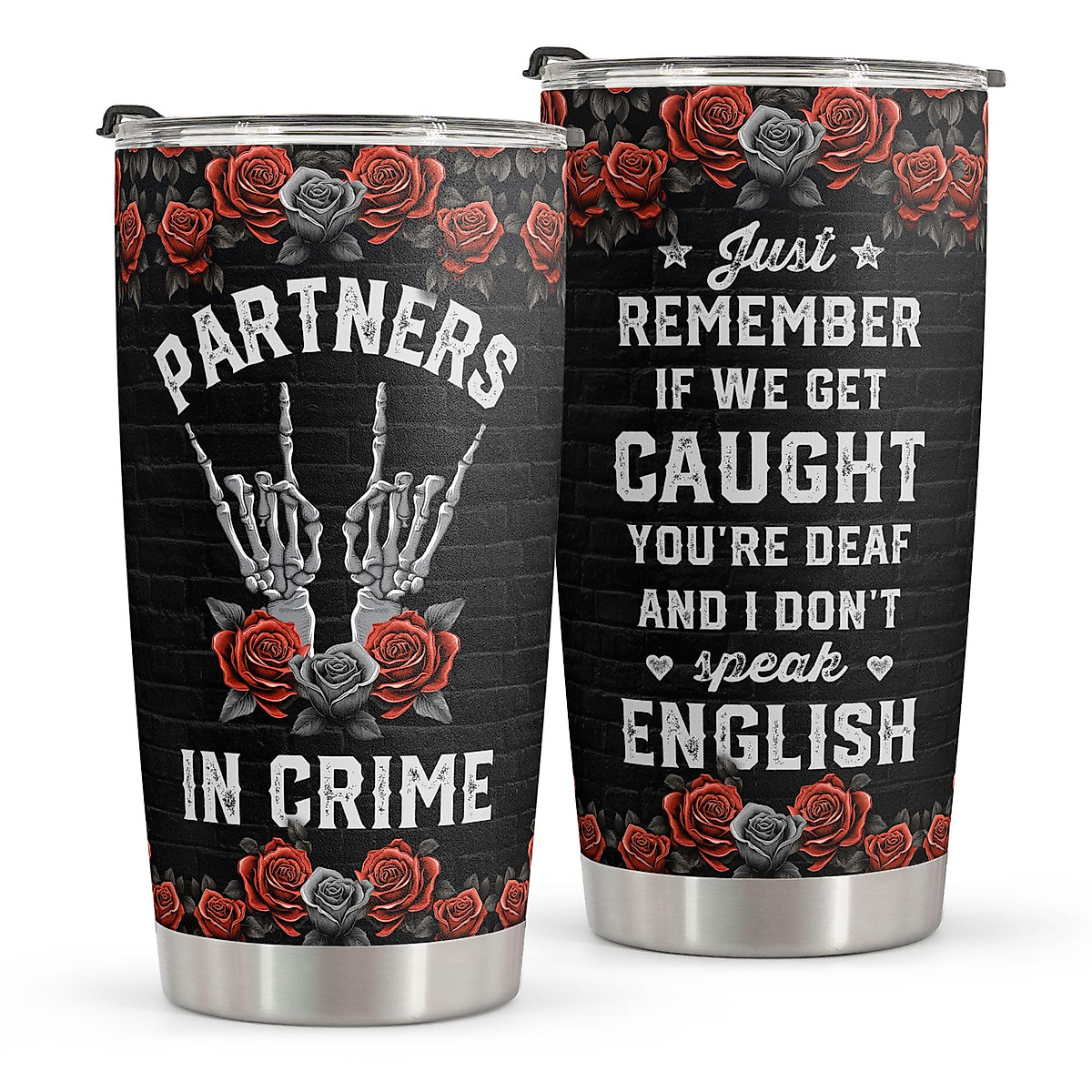 Macorner Best Friend Birthday Gifts Partner in Crime - Tumbler 20oz - Friendship Gifts for Women Friend, Men, Work Bestie, Soul Sister, BFF, Coworker - Funny Christmas Gift for Female Friend, Bestie