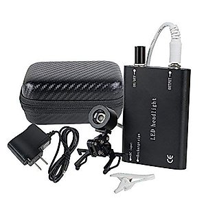 Denshine Portable Black Dental Headlight, Head Light, Headlamp for Dental Surgical Medical Binocular Loupe with Premium Bag