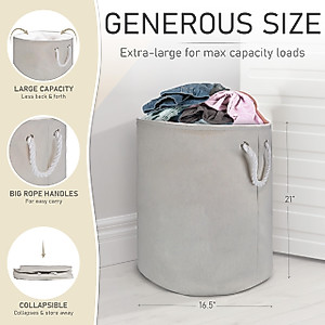 BROOKSTONE, Spacious Laundry Hamper with Cotton Rope Handles, Perfectly Sized for Everyday Use, Durable & Stylish Storage for Bedroom, Bathroom, or Laundry Room