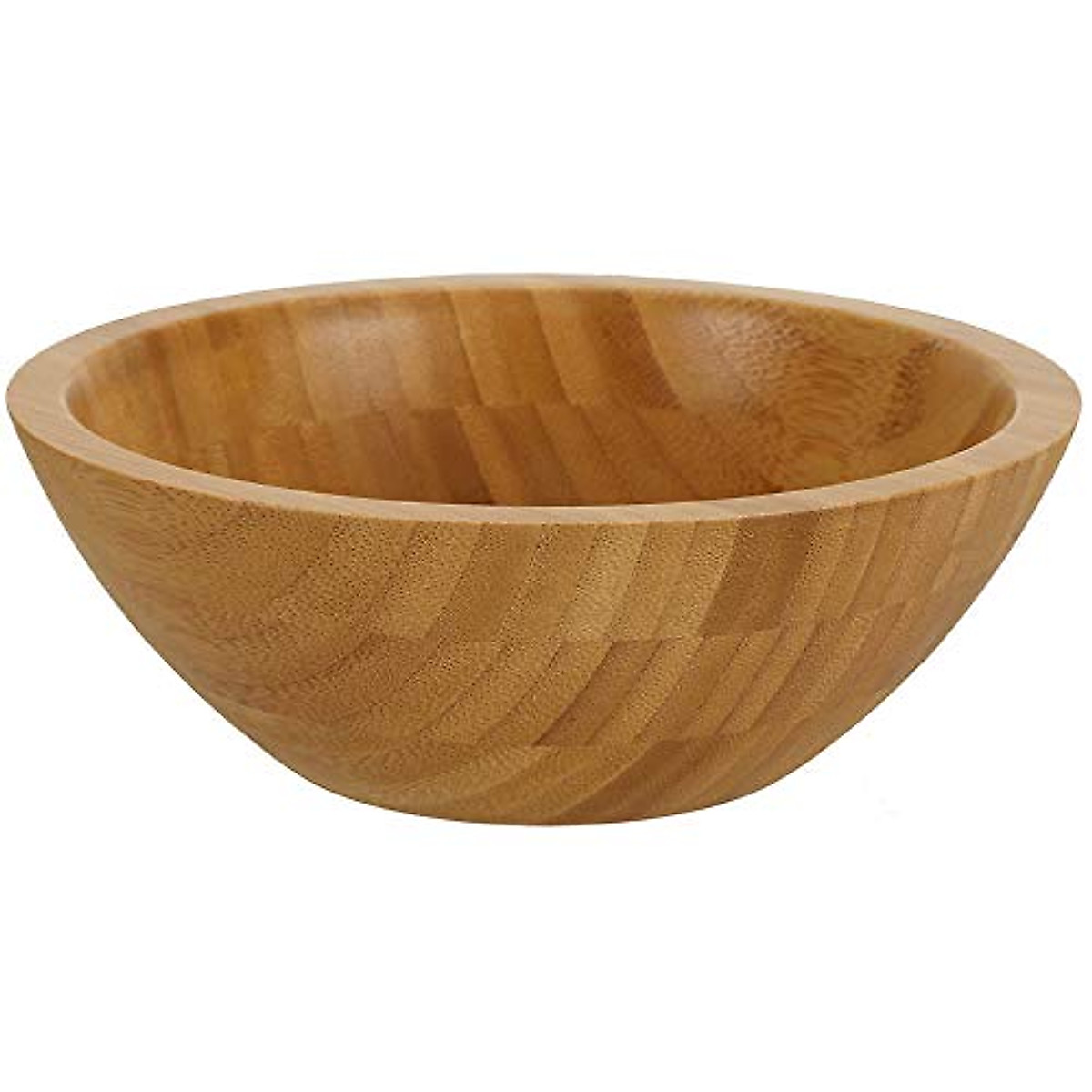 Lawei Set of 4 Bamboo Salad Bowls - 7 x 2.25 Inch Wood Serving Bowls Individual Meal Bowls Fruits, Salad, Pasta, Cereal, Rice and Snacks