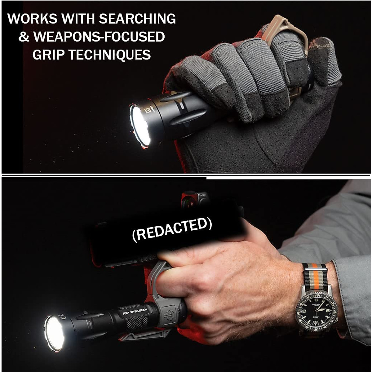 Thyrm Switchback DF Flashlight Ring for SureFire Dual Fuel(Fury DFT, Fury Intellibeam DF), Pelican 7600, Convoy S21A Flashlights (Black), Made in USA