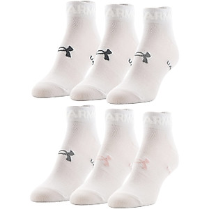 Under Armour Women's Essential Lightweight Low Cut Socks, 6-Pairs, White 2 Assorted, Medium