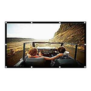 60-150 Inch Portable Projector Screen, Foldable 16:9 HD Non-Crease Polyester Projection Movies Screen Curtain for Indoor Outdoor Film Home Theater Office/Camping/Party(60")