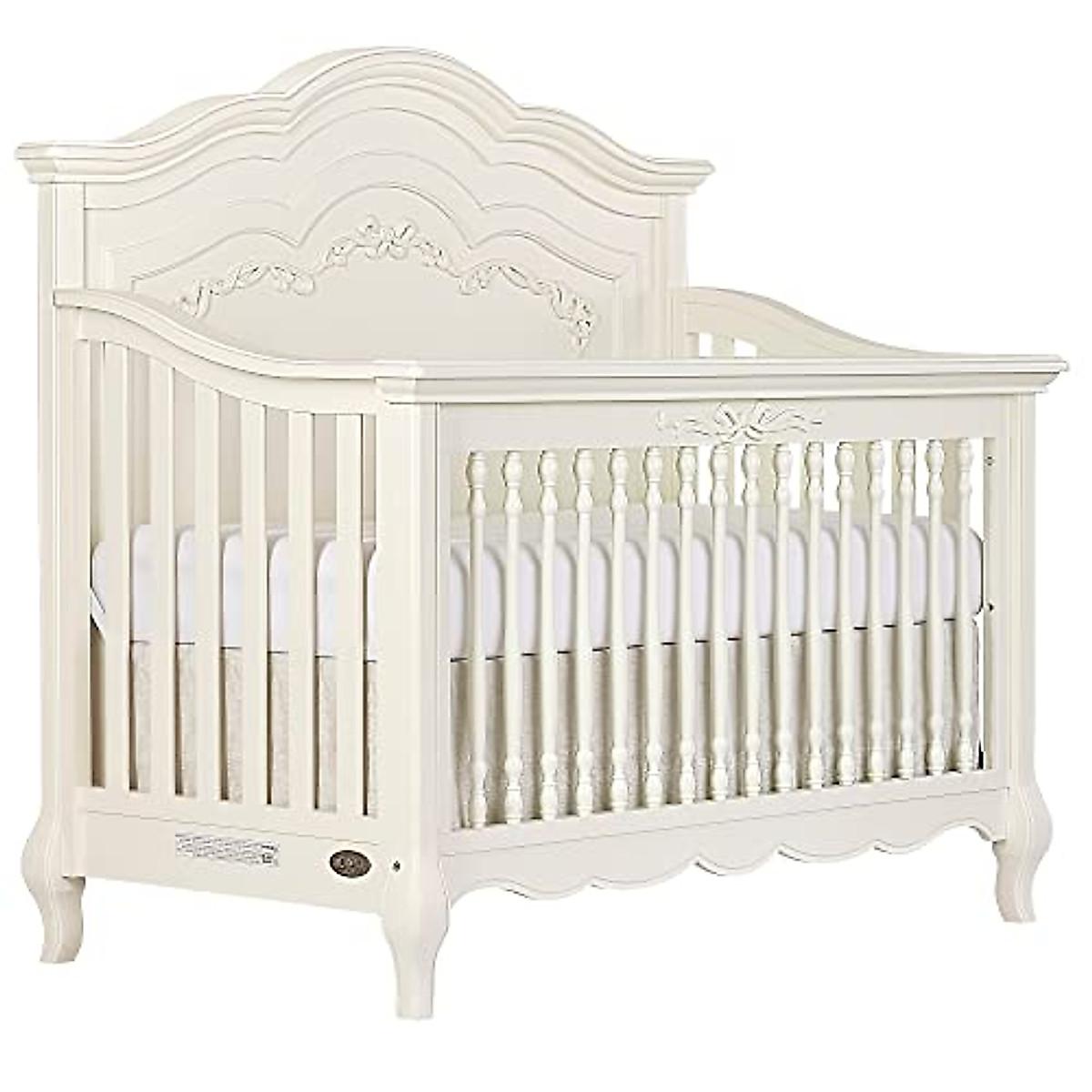 Evolur Aurora 5-In-1 Convertible Crib In Ivory Lace, Greenguard Gold Certified, Features 3 Mattress Height Settings, Sturdy And Spacious Baby Crib, Wooden Furniture