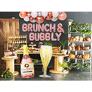 LaVenty 45 PCS Brunch & Bubbly Decoration Brunch and Bubbly Bridal Shower Decoration Brunch & Bubbly Sign Banner Floral Bridal Shower Decoration