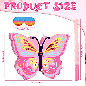 Threan Butterfly Pinata Bundle with Bat Stick & Blindfold - Butterfly Theme Party Supplies for Birthday or Baby Shower - Cardboard Pinata, Includes Confetti