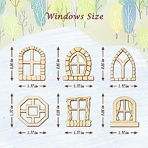 Halandar 48 Pcs Fairy Door Wooden Garden Doors Craft Mini Window Fairy House DIY Kit Unfinished Miniature Door Unpainted Fairy Window Accessories for Wall Home Party Decoration (Antique Style)