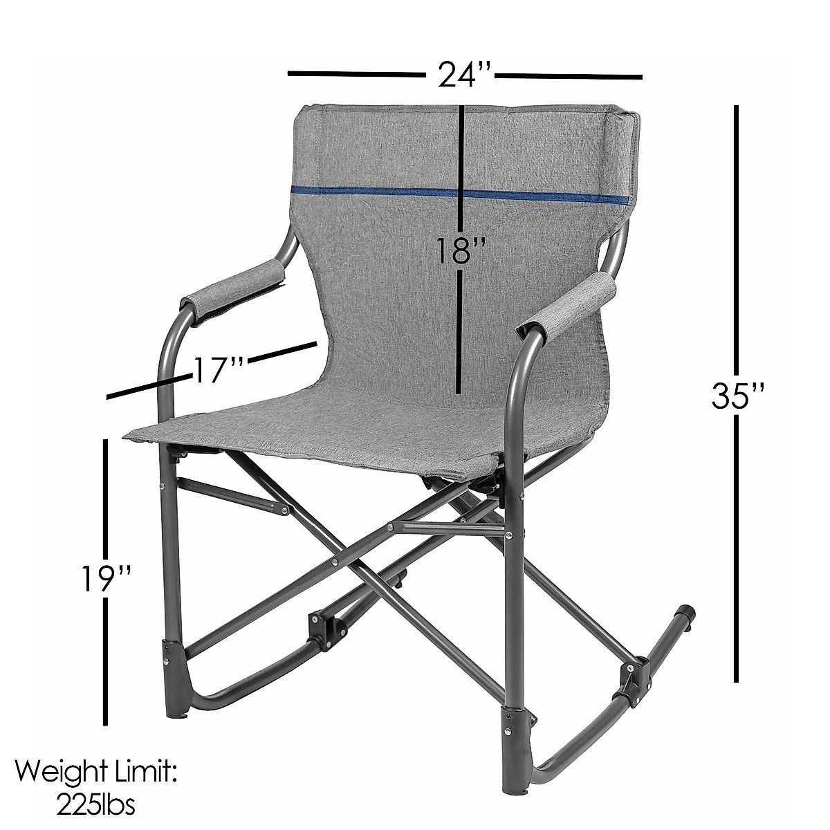 Zenithen Limited Foldable Portable Rocking Director's Chair Perfect for Sporting Events, Outdoor Activities, Camping, Patio Furniture, and Relaxing, Grey