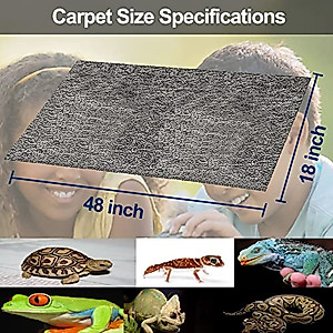 RUNANIA 48" x 18" Reptile Carpet, Grey - Terrarium Liner Bedding Reptile Substrate Sand Mat for Cage Lizard Bearded Dragon Gecko Snake Tortoise