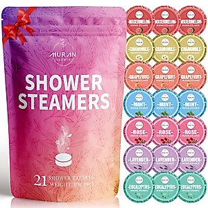 Shower Steamers Aromatherapy 21-Pack Shower Bombs Gifts for Mom Wife, Organic Eucalyptus Rose Lavender Mint Wrapefruit Chamomile Watermelon Essential Oil, Unique Birthday Gifts for Women Girlfriend