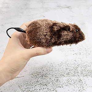 AUEAR, 4 Pack Wind Up Mouse Racing Mini Jumping Rat Plush Mice Realistic Looking Pet with Twirling Tail