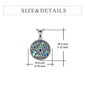 YFN Pentagram Pentacle Wiccan Necklace Sterling Silver Magic Amulet Tree of Life Necklace Star Pentagra Gothic Jewelry for Men Women