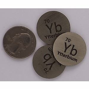 Ytterbium (Yb) 24.26mm Metal Disc 99.9% Pure for Collection or Experiments