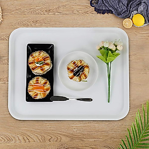 Farmoon 4 Pack Large Fast Food Serving Tray, White Plastic Reusable Eating Tray