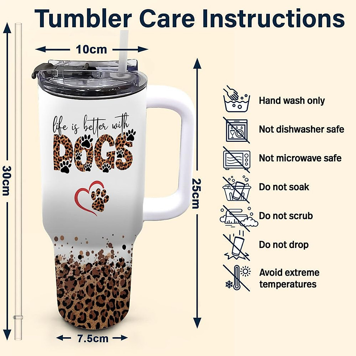 Personalized Dog Tumber with Lhasa Apso Dog’s Name – Custom Cup for Dog Moms, Ideal Gift for Mother's Day, Birthdays & Christmas, Ceramic Tumber, 40oz h0wntz