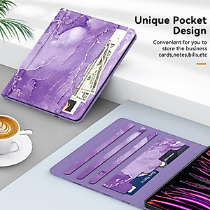 Zonefoker Case for New iPad Pro 12.9 inch 6th/5th/4th/3rd Generation 2022/2021/2020/2018, 12.9'' ipad Pro Leather Folio Protective Cover 6/5/4/3 Gen with Pencil Holder, Auto Wake/Sleep, Marble Purple