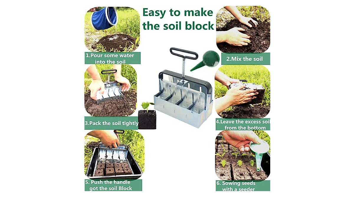 Soil Block Maker Upgraded 8PCS 2in Manual Seed Blocker with Comfort ...