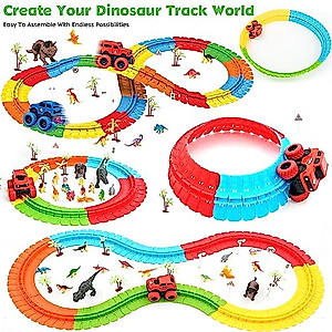 Race Track Cars for Boys Girls Kids Race Car Track with Dinosaur Toys Up Race Car Toy Cars Set Birthday Gifts for 3 4 5 6 Year Old Boys Girls 105PCS