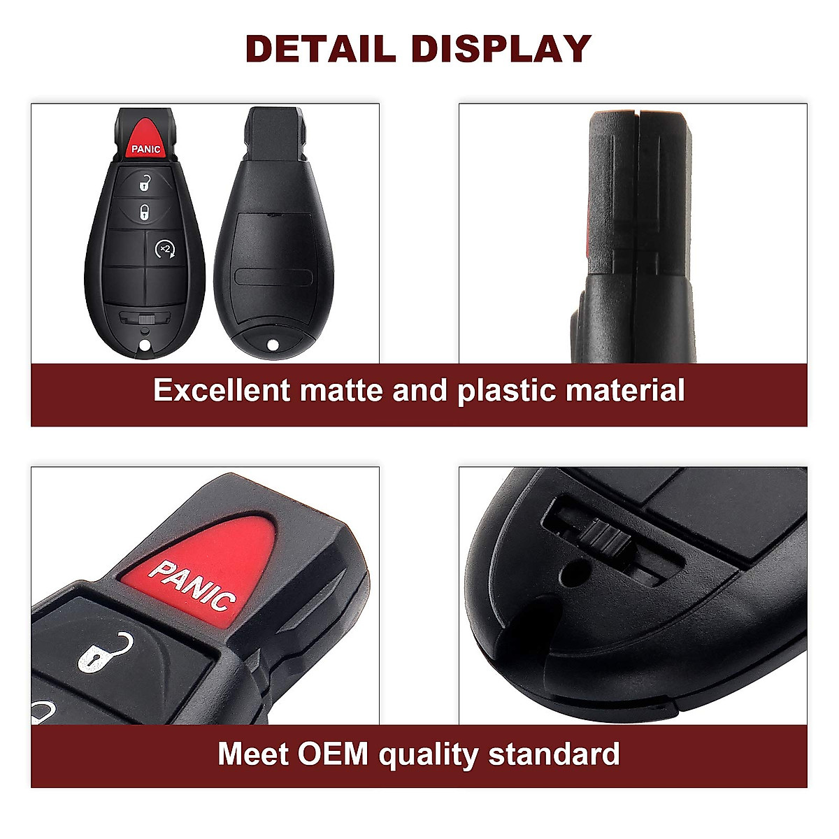 ANGLEWIDE Car Key Fob Keyless Entry Remote Replacement for Chrysler Town & Country for Dodge Charger Durango Grand Caravan Journey Ram 1500 (FCC M3N5WY783X-30 IYZ-CO1C-30) 3 Buttons 2pads