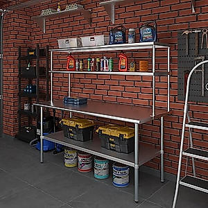 KPS Commercial Stainless Steel Work Prep Table 30 x 48 with Double Overshelf 12 x 48 - NSF