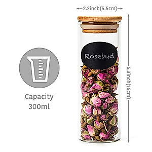 EZOWare 10oz Clear Glass Jars Bottle, 10pc Set Airtight Canister, Small Food Storage Containers with Natural Bamboo Lids and Chalkboard Labels for Kitchen, Bathroom, Home Decor, Party Favors