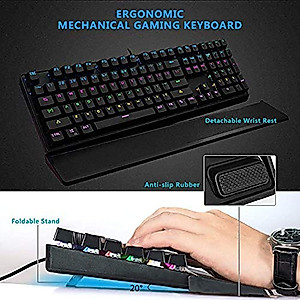 CHONCHOW Mechanical Gaming Keyboard, USB Wired RGB 108 Keys Gaming Keyboard Compact LED Rainbow Backlit Mechanical Gaming Keyboard for PS4 Xbox PC Gamer