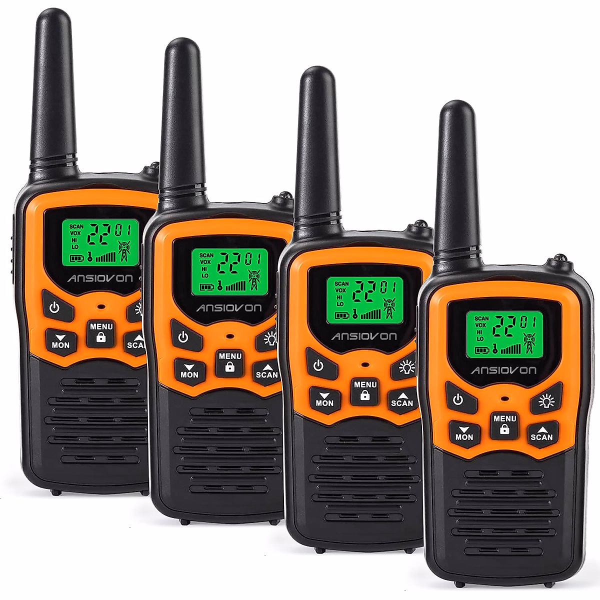 Walkie Talkies for Adults, ANSIOVON Long Range Walkie Talkies, Portable Radios Walky Talky with 22 Channels LCD Display, Handheld Walkie Talkie for Outdoor(4 Pack)
