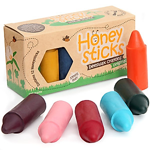 Honeysticks 100% Pure Beeswax Crayons Natural, Safe for Toddlers, Kids and Children, Handmade in New Zealand, For 1 Year Plus (12 Pack)