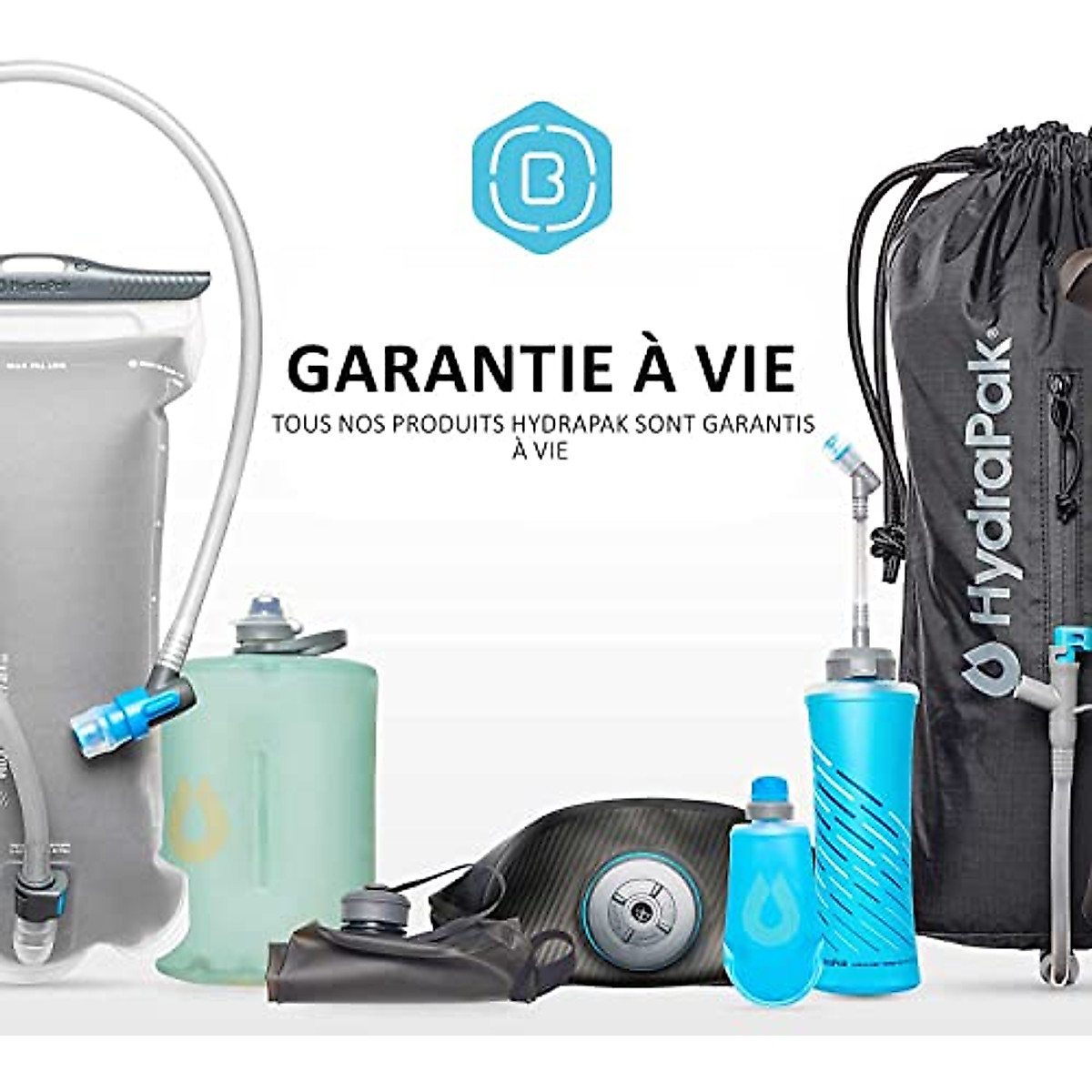 Hydrapak SkyFlask 500ml - Lightweight Collapsible Handheld Running Water Bottle Soft Flask - (500 ml/16 oz) - Adjustable Handstrap, Spill-Proof Cap, Malibu Blue