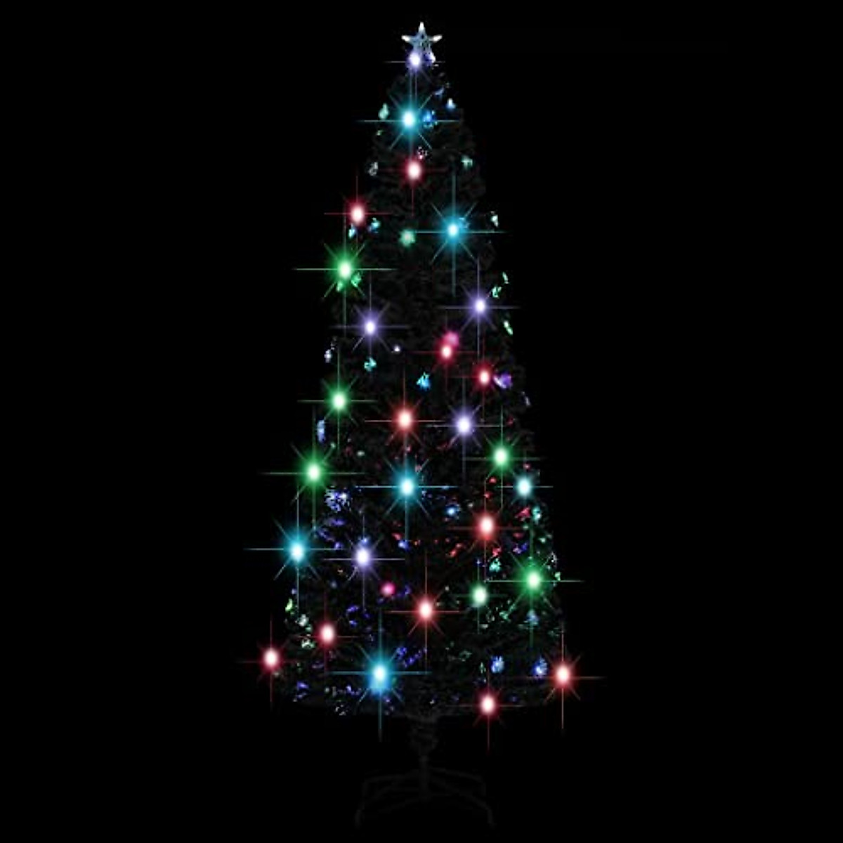 vidaXL Christmas Tree with LEDs Green and White 8 ft Fiber Optic