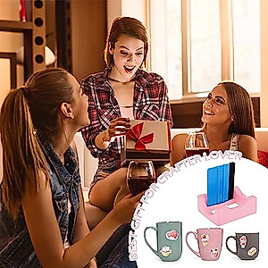 Giantree Silicone Cup Holder with Built-in Slot, Cup Cradle for Crafting Use to Apply Vinyl Decal Small Tumbler Stand Cup Holder with Felt Edge Squeegee Suit for Glass Cups Bottles Mugs(Pink)