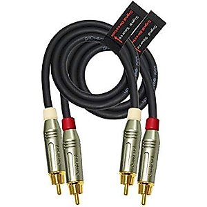 3.5 Foot RCA Cable Pair - Gotham GAC-4/1 (Black) Star-Quad Audio Interconnect Cable with Amphenol ACPR Die-Cast, Gold Plated RCA Connectors - Directional