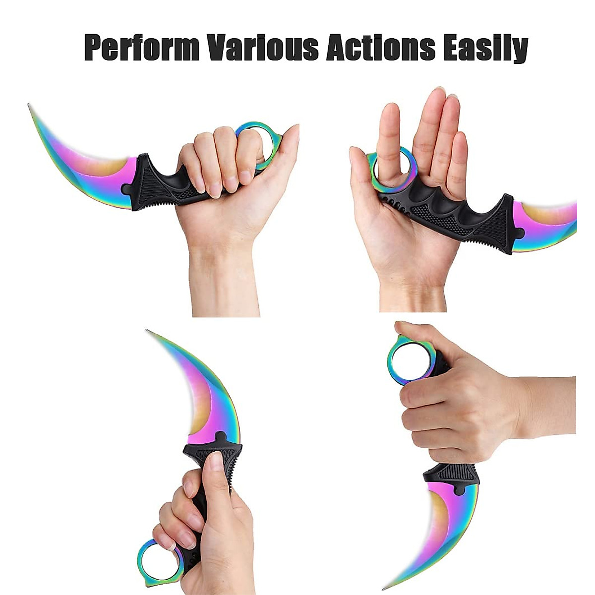 ZLIXING 2 Pieces Karambit Knife Trainer Dull Fixed Blade Practice Training Hunting Knives with Sheath Cool Stuff Gadgets Men Gifts Idea for Csgo