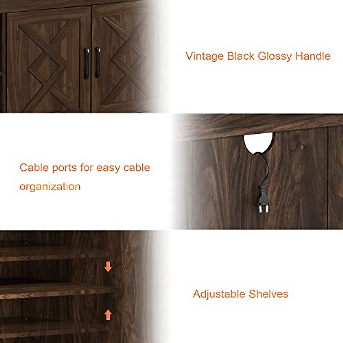 Okvnbjk TV Stand for 75 Inch TV with Storage,65 Inch Width Wood TV Stand for 65 70 75+ Inch TV with Soft Closing Door Hinges, Dark Walnut